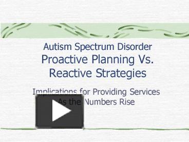 Autism Spectrum Disorder Proactive Planning Vs. Reactive Strategies ...