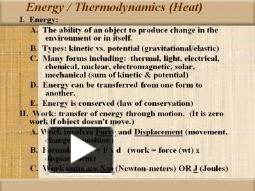Energy / Thermodynamics (Heat) presentation | free to download