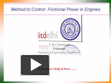 Method to Control Frictional Power in Engines presentation | free to ...
