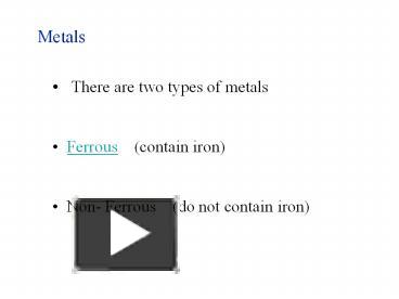 PPT – Metals PowerPoint presentation | free to download - id: 704c0c-YWY1Y
