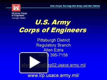 U'S' Army Corps of Engineers presentation | free to view