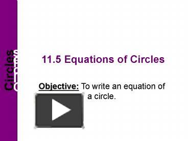 11.5 Equations of Circles presentation | free to download