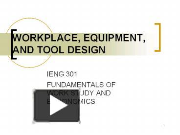 WORKPLACE, EQUIPMENT, AND TOOL DESIGN presentation | free to view