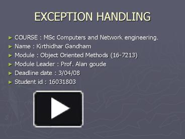 EXCEPTION HANDLING presentation | free to download