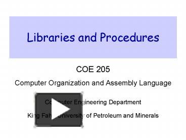 Libraries and Procedures presentation | free to download