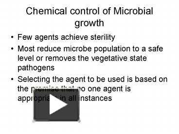 PPT – Chemical control of Microbial growth PowerPoint presentation ...