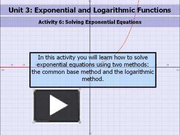 PPT – Unit 3: Exponential and Logarithmic Functions PowerPoint ...