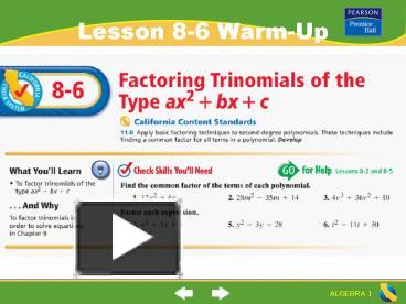 PPT – Lesson 8-6 Warm-Up PowerPoint presentation | free to view - id ...
