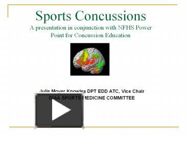 Sports Concussions A presentation in conjunction with NFHS Power Point ...