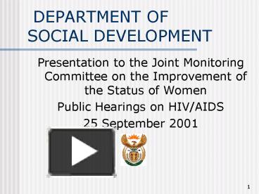 PPT – DEPARTMENT OF SOCIAL DEVELOPMENT PowerPoint presentation | free ...