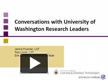 PPT – Conversations with University of Washington Research Leaders ...