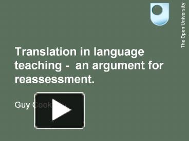 Translation in language teaching - an argument for reassessment ...