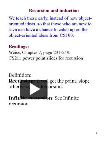 Recursion and induction presentation | free to download