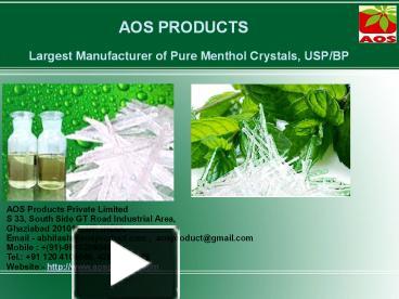PPT – Pure Natural Menthol Crystals, Menthol Crystal USP/BP/IP ...