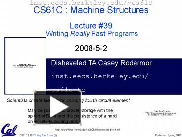 CS61C - Lecture 13 presentation | free to download