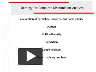Strategy for Complete Discriminant Analysis presentation | free to download