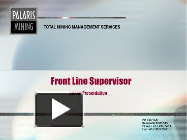 Front Line Supervisor presentation | free to download