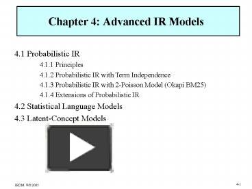PPT – Chapter 4: Advanced IR Models PowerPoint presentation | free to ...