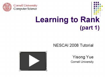 PPT – Learning to Rank (part 1) PowerPoint presentation | free to ...