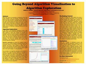 PPT – Going Beyond Algorithm Visualization to PowerPoint presentation ...