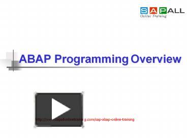 SAP ABAP online training presentation | free to download