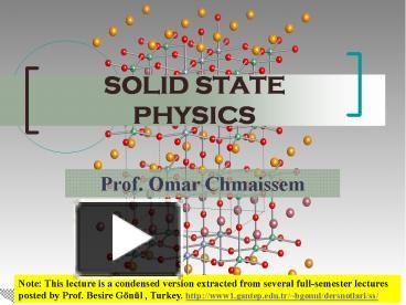 SOLID STATE PHYSICS presentation | free to download