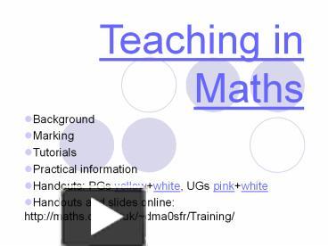 Teaching in Maths presentation | free to download