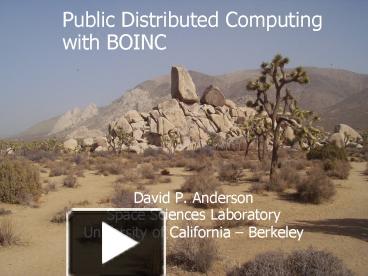 David P. Anderson presentation | free to view