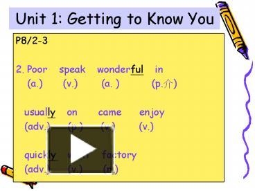 PPT – Unit 1: Getting to Know You PowerPoint presentation | free to ...