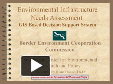 Environmental Infrastructure Needs Assessment: GIS Based Decision ...