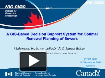 A GIS-Based Decision Support System for Optimal Renewal Planning of ...