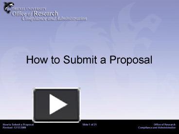 How to Submit a Proposal presentation | free to view