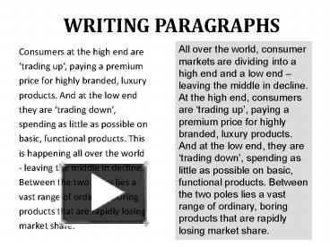 PPT – WRITING PARAGRAPHS PowerPoint presentation | free to download ...