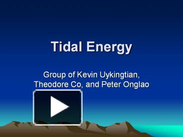 Tidal Energy presentation | free to download