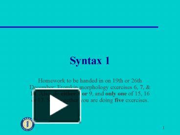 PPT – Syntax 1 PowerPoint presentation | free to view - id: 71ad35-YzYwM