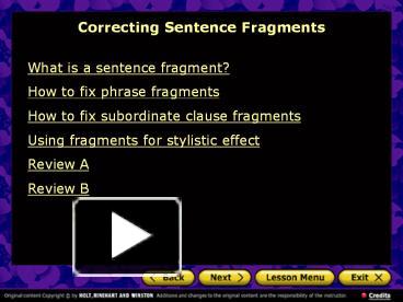 Correcting Sentence Fragments presentation | free to download