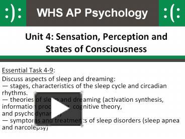 PPT – Unit 4: Sensation, Perception and States of Consciousness ...