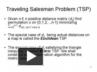 Traveling Salesman Problem (TSP) presentation | free to view