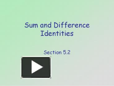 Sum and Difference Identities presentation | free to download