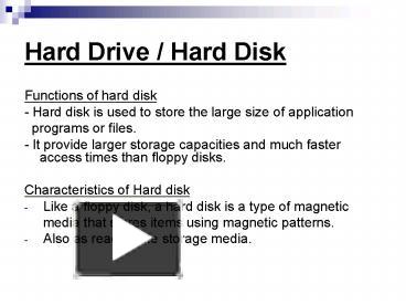 PPT – Functions of hard disk PowerPoint presentation | free to download ...