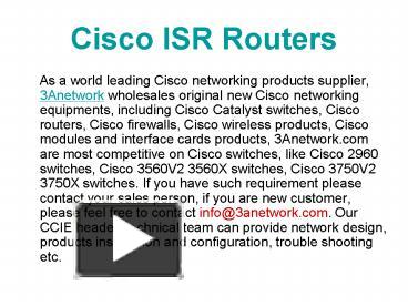 Cisco ISR Routers presentation | free to download