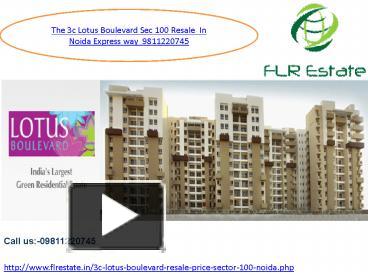 PPT – 9811220650 3c Lotus Boulevard Resale Price Sector 100 Noida ...