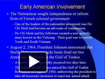 PPT – Early American Involvement PowerPoint presentation | free to ...