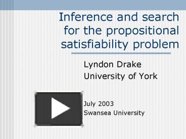 PPT – Inference and search for the propositional satisfiability problem ...