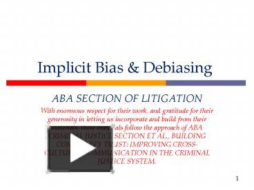 Implicit Bias presentation | free to view