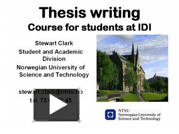 Thesis writing Course for students at IDI presentation | free to view