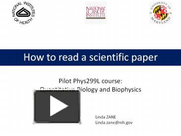 How to read a scientific paper presentation | free to download