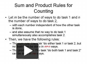Sum and Product Rules for Counting presentation | free to view