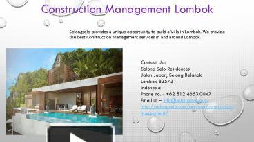 PPT – Construction Management Lombok PowerPoint presentation | free to ...