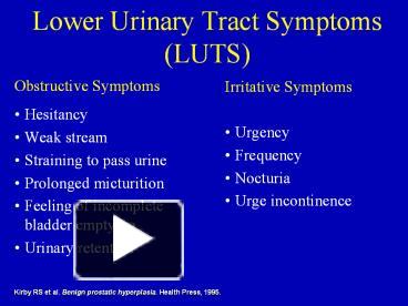 Lower Urinary Tract Symptoms (LUTS) presentation | free to view
